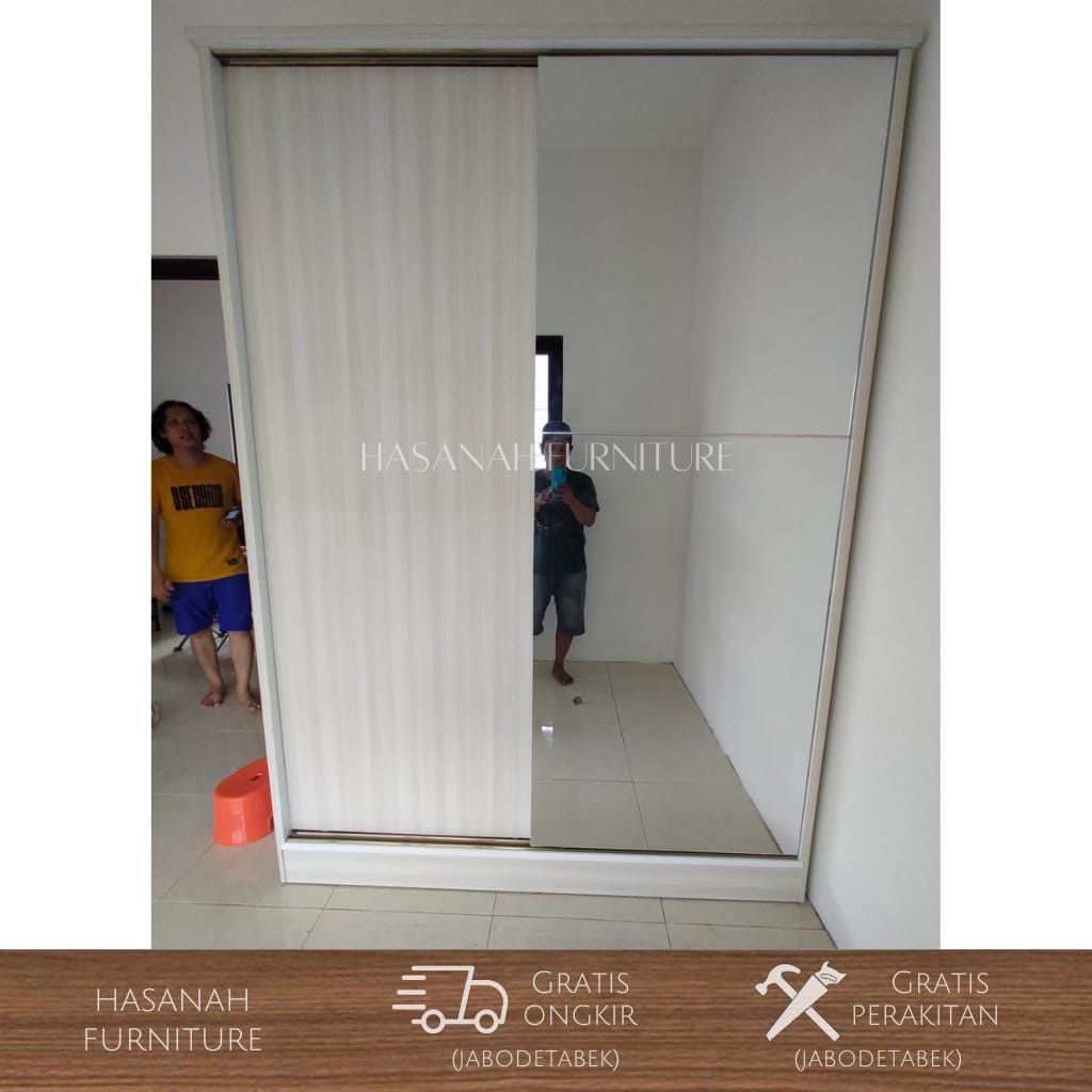 Lemari sliding 2 pintu frameless hpl taco murah, Perabotan Rumah di Carousell