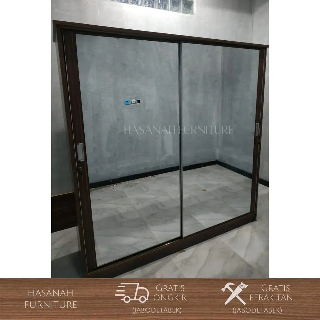 Lemari sliding 2 pintu full kaca cermin / lemari Sleding door ...