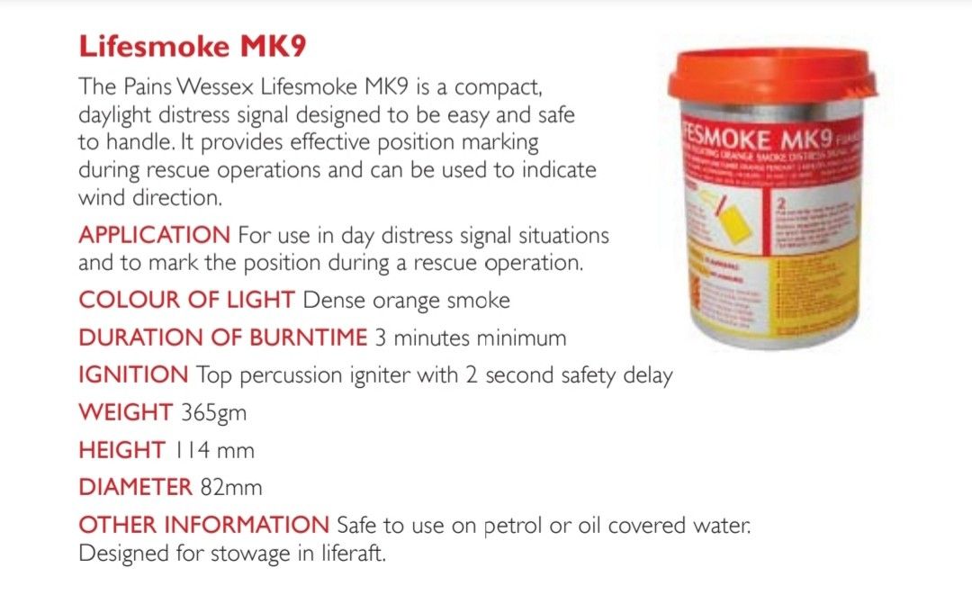 LIFESMOKE MK9 LIFE SMOKE for Marine Ships Boats Yachts yacht boat ship ...