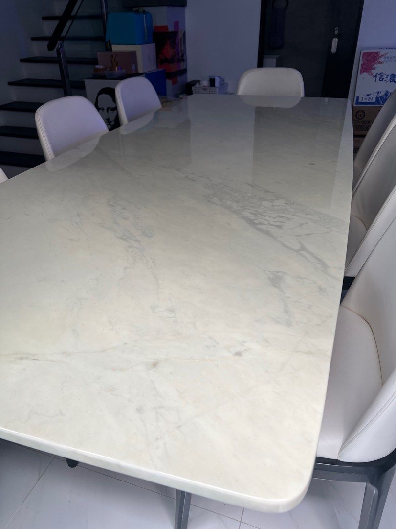 Luxury Long Marble Dining Table, Furniture & Home Living, Furniture ...
