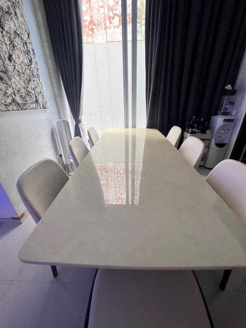 Luxury Long Marble Dining Table, Furniture & Home Living, Furniture ...