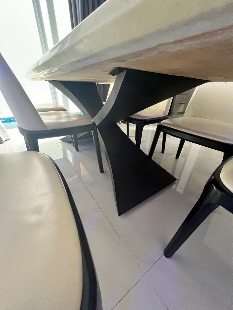 Luxury Long Marble Dining Table, Furniture & Home Living, Furniture ...