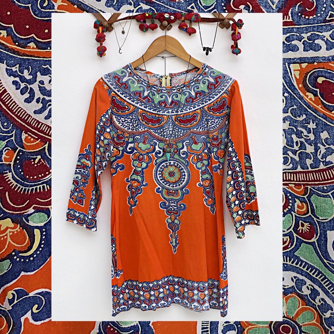 Mandala Indian Jaipur Hand Block Print Short Dress on Carousell