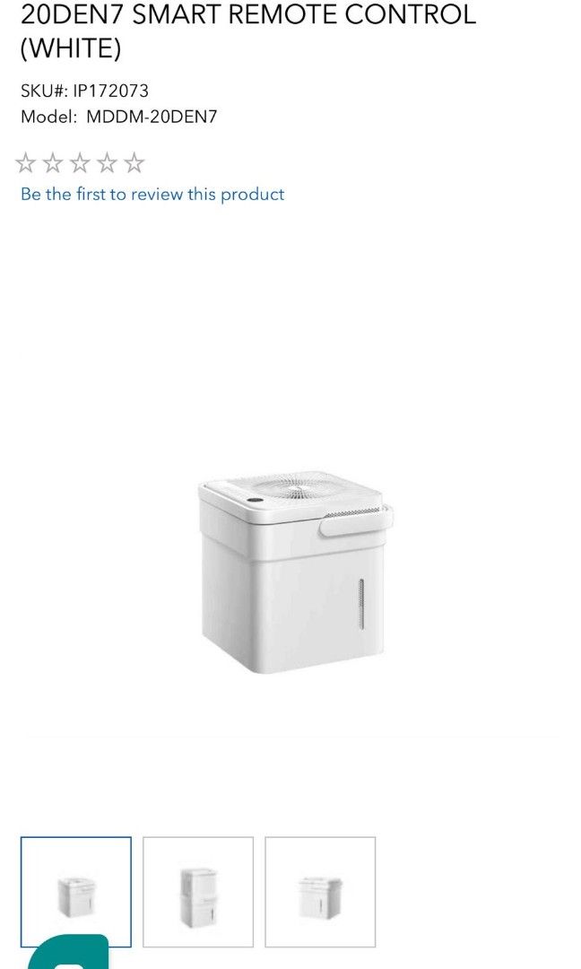 MIDEA CUBE DEHUMIDIFIER MDDM-20DEN7 SMART REMOTE CONTROL (WHITE ...