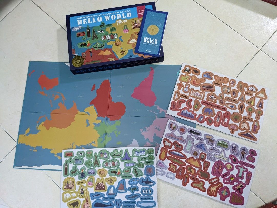 Mideer Hello World Magnetic Map & Puzzle, Hobbies & Toys, Toys & Games ...