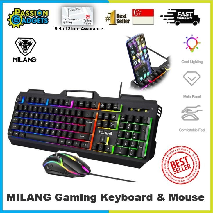 MILANG T806 Gaming wired Keyboard & Mouse with cool RGB backlit ...