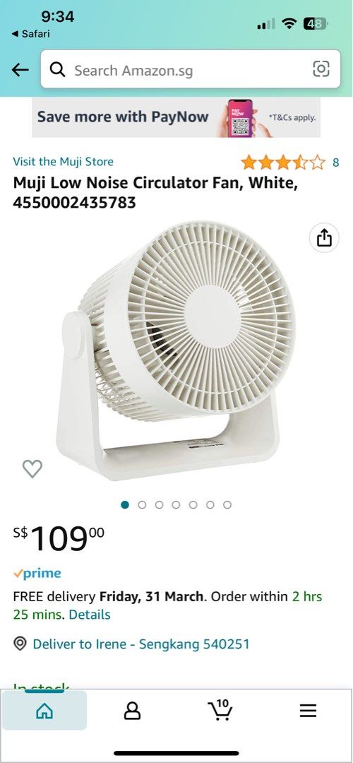 Muji circulating Fan (good condition), Furniture & Home Living ...