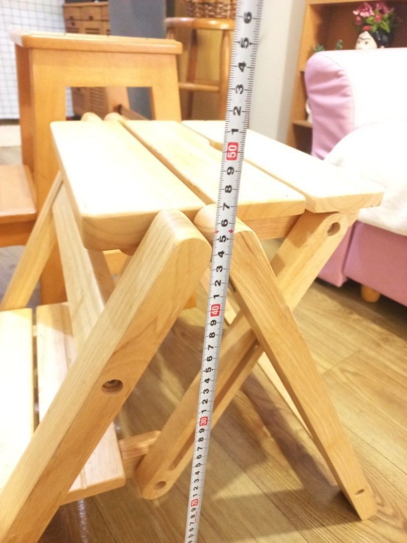 Multipurpose Heavy duty solid wood folding step stool ladder side table ...