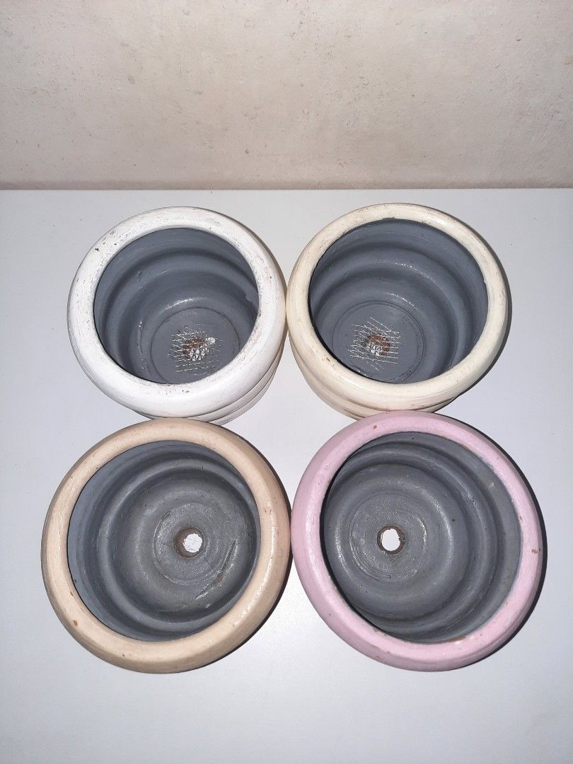 Pastel Ripple Donut Beehive Terracotta Painted Clay Pots for Cactus ...
