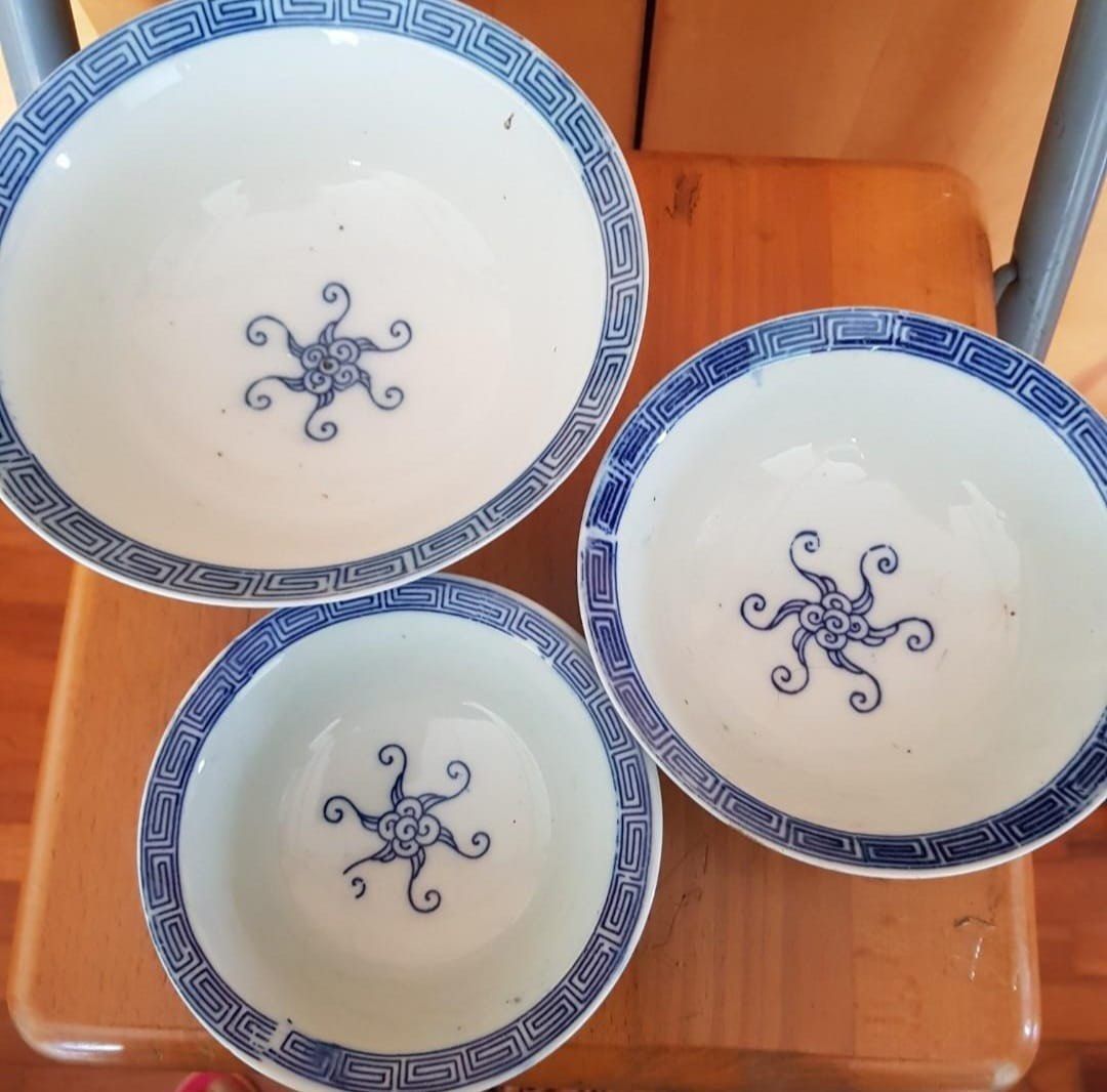 Peranakan blue batik design plates and bowls, Furniture & Home Living ...