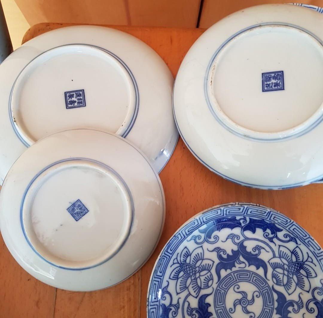 Peranakan blue batik design plates and bowls, Furniture & Home Living ...