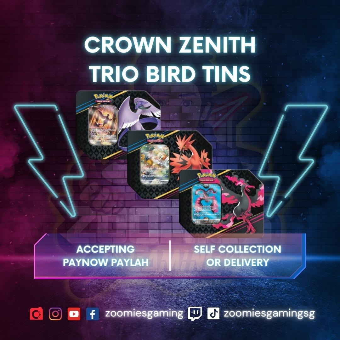 [PO]Pokemon Crown Zenith Legendary Trio Bird Tins, Hobbies & Toys, Toys ...