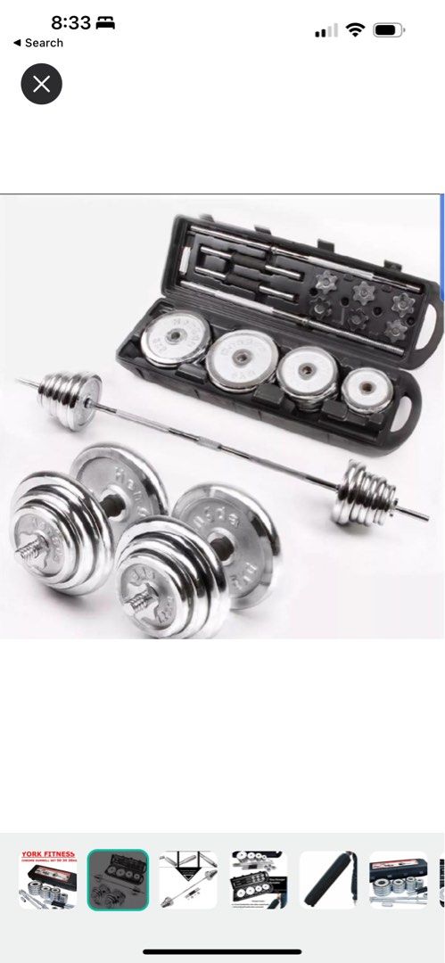 PORTABLE 50kgs weight set db/bb -100$, Sports Equipment, Exercise ...