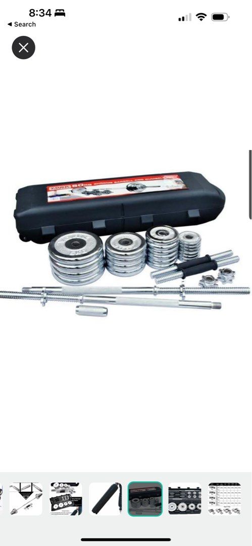 PORTABLE 50kgs weight set db/bb -100$, Sports Equipment, Exercise ...