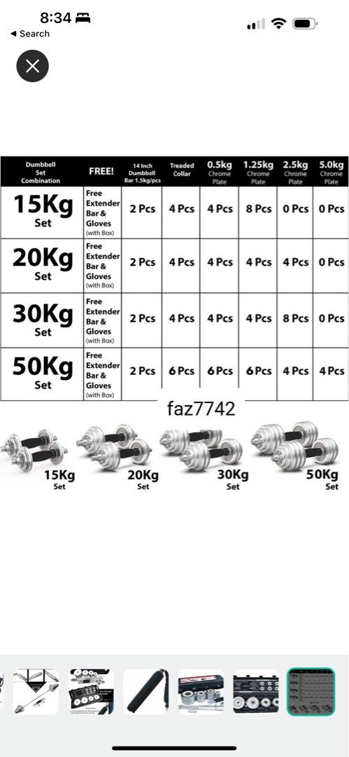 PORTABLE 50kgs weight set db/bb -100$, Sports Equipment, Exercise ...