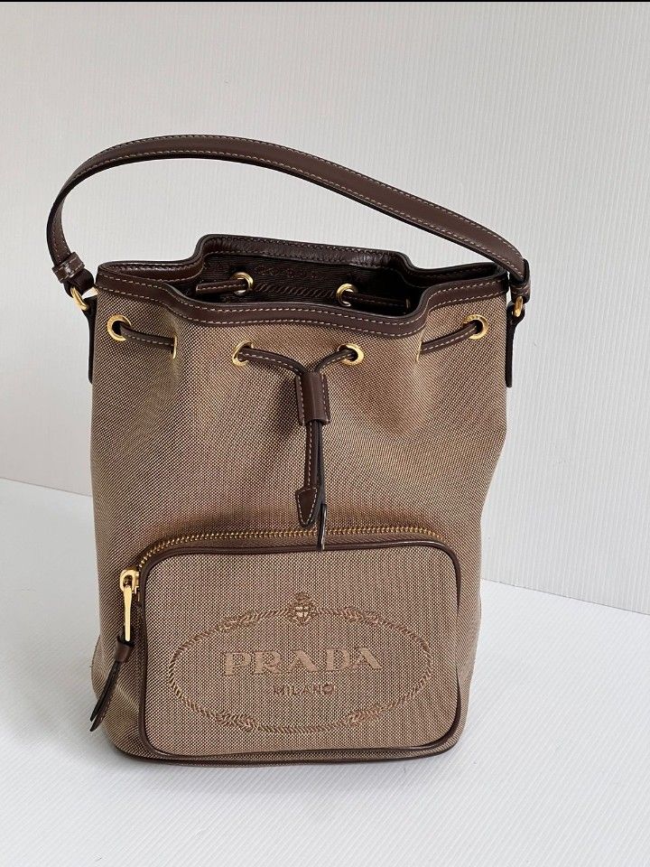 Preowned Prada Secchiello/Bucket 1BH038 Logo Jacquard Corda+Bruciato ...