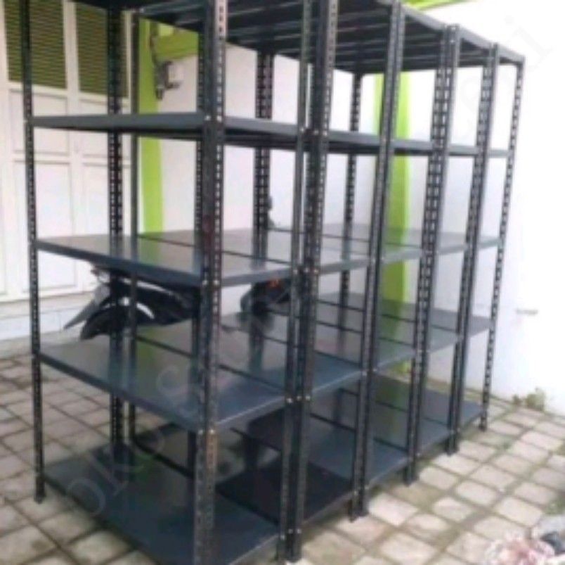 Rak Dinding Hitam Besi Susun Rack Black Lubang Siku Display Ambalan on ...