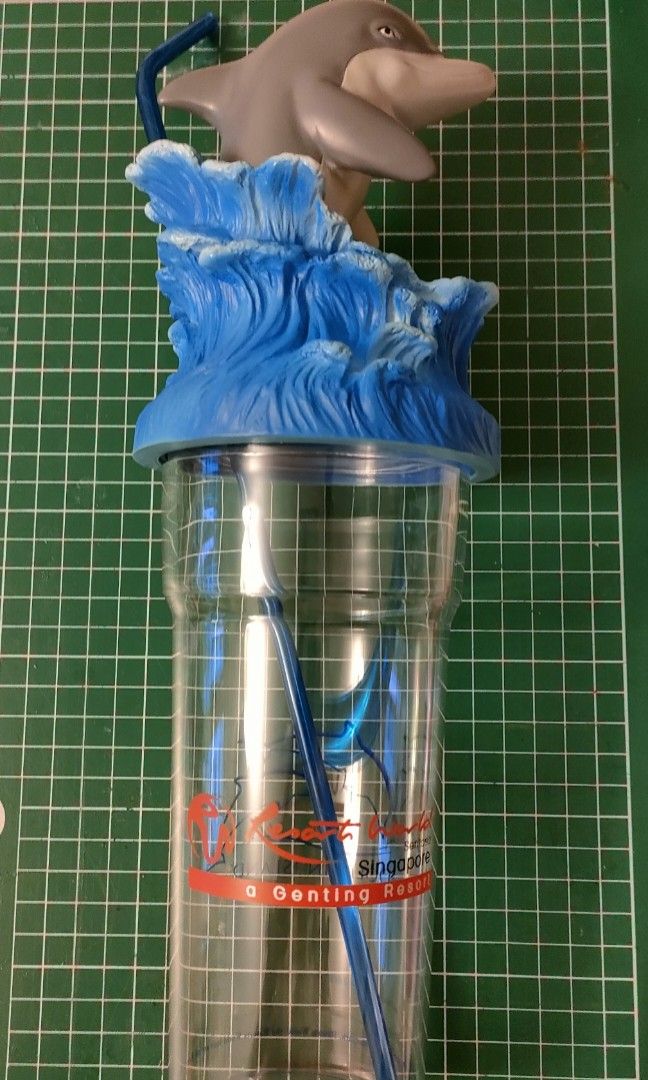 Resorts World Sentosa Dolphin Cup with straw, Babies & Kids, Nursing ...