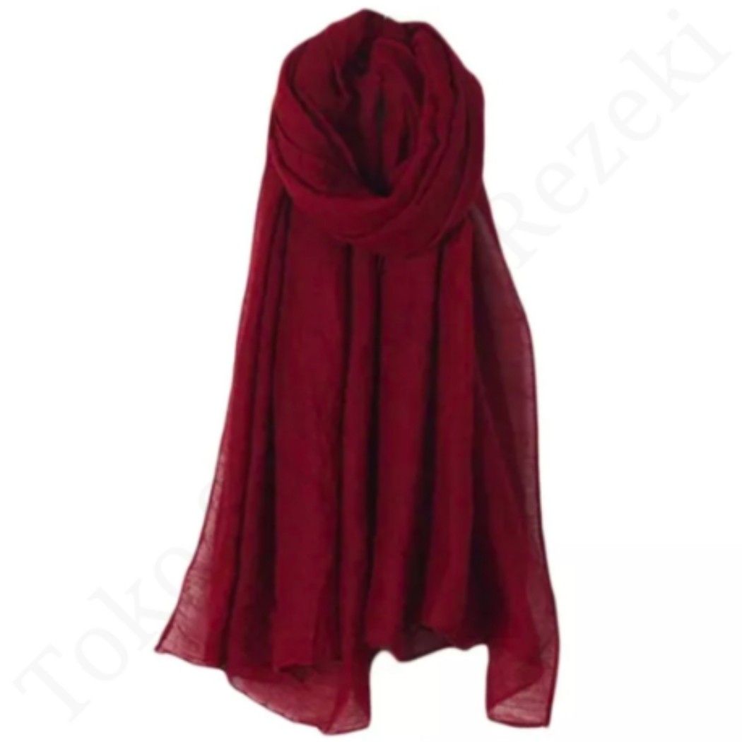 Selendang Merah Tua Panjang Red Dark Long Scarf Plain Shawl Syal Polos ...