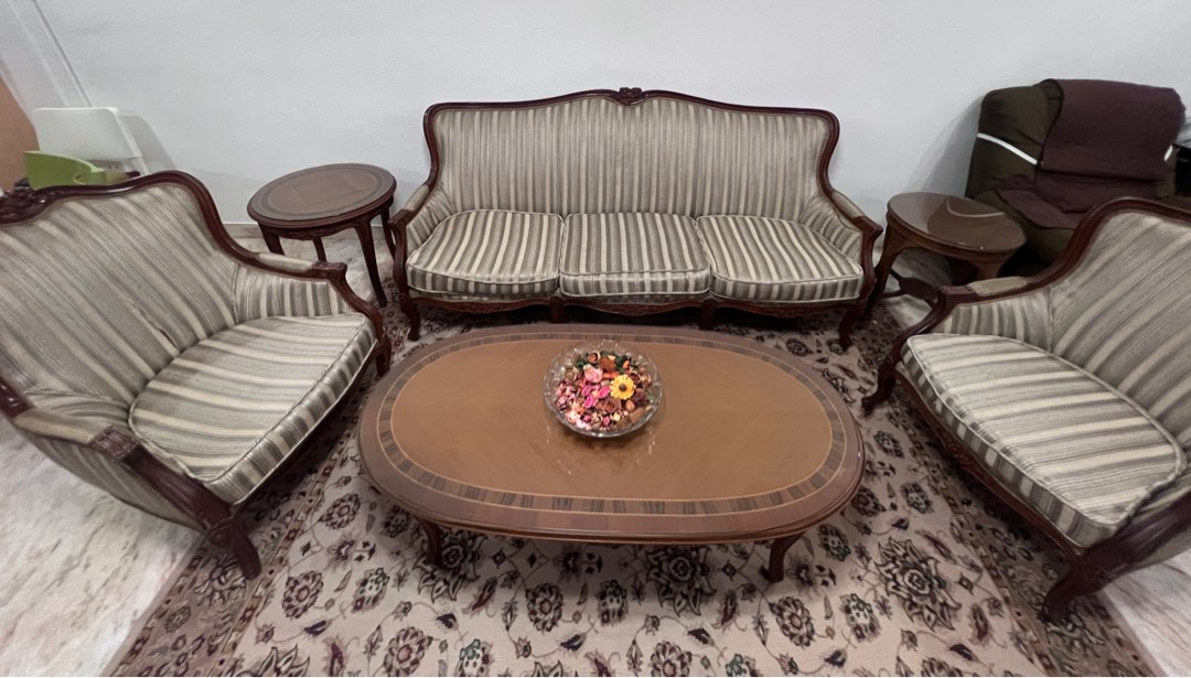 Solid Mahogany Sofa Set + Coffee table + Side tables, Furniture & Home ...