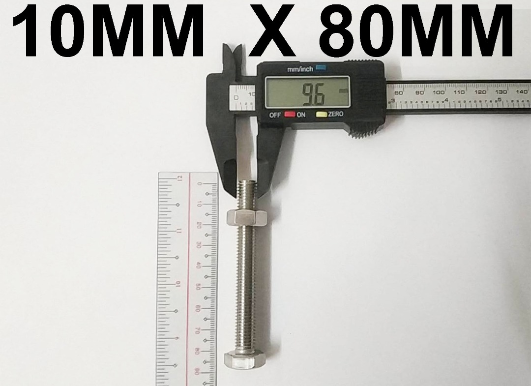 SS BOLT 10MM X 80MM WITH 1 PIECE NUT STAINLESS STEEL, Furniture & Home ...