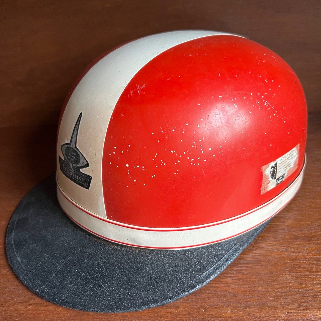 Stadium Clipper Vintage Helmet Red Black Peak Vespa Lambretta ...