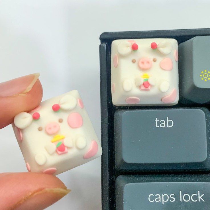 Strawberry Milk Bottle Cow Artisan Keycap |Cute Animal Keycap for Mech ...