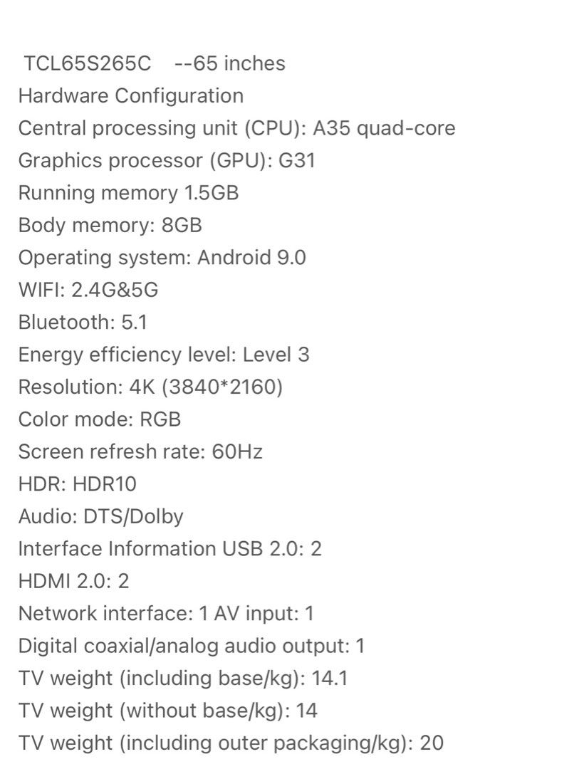 Tcl ffalcon 65, TV & Home Appliances, TV & Entertainment, TV on Carousell