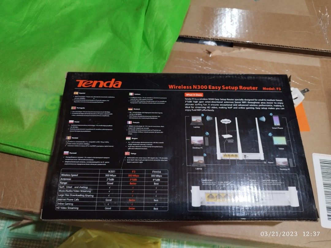 TENDA WIRELESS N300 MODEL:F3, Computers & Tech, Parts & Accessories ...