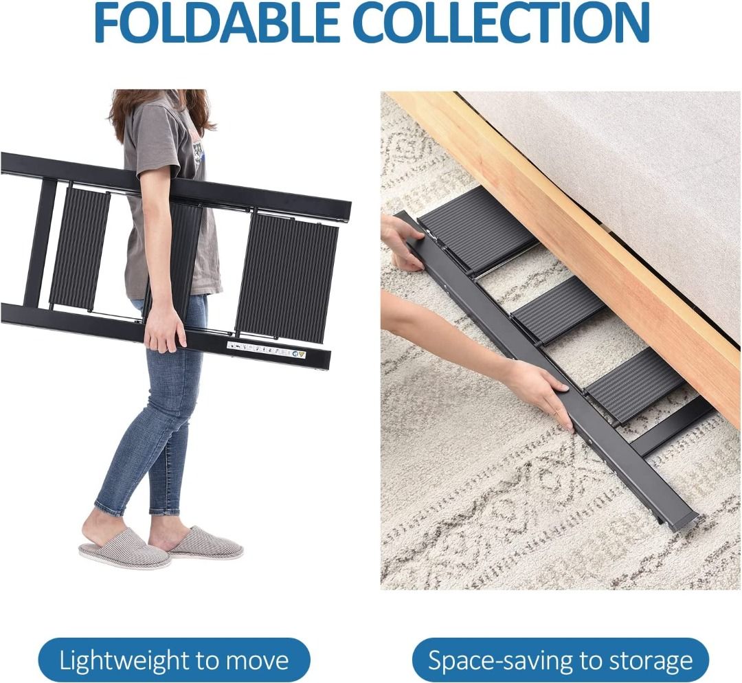 TOOLF 3 Step Aluminium Folding Ladder, Portable Slim Step Stool, Safety ...