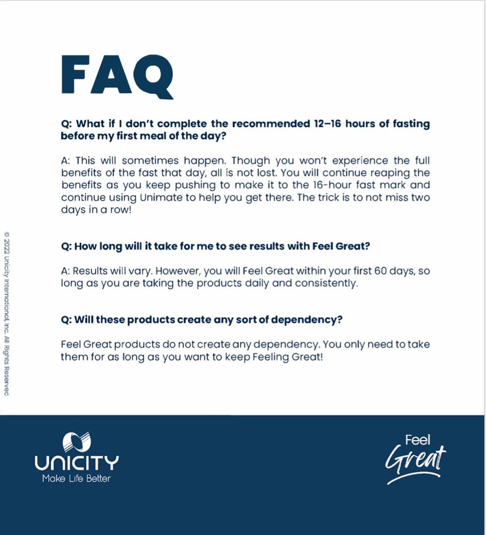 Unicity Feel Great Pack, Health & Nutrition, Health Supplements ...