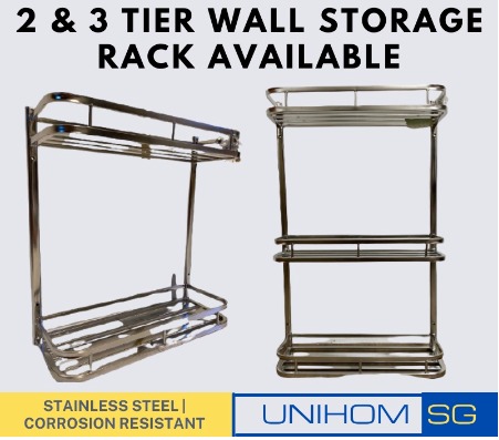 UnihomSG [ReadyStock] Bathroom 2/3 Tier Stainless Steel Storage Rack ...