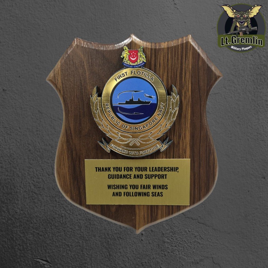 Walnut Shield Plaque - SAF ARMY NAVY AIR FORCE SCDF PARAMEDICS POLICE ...