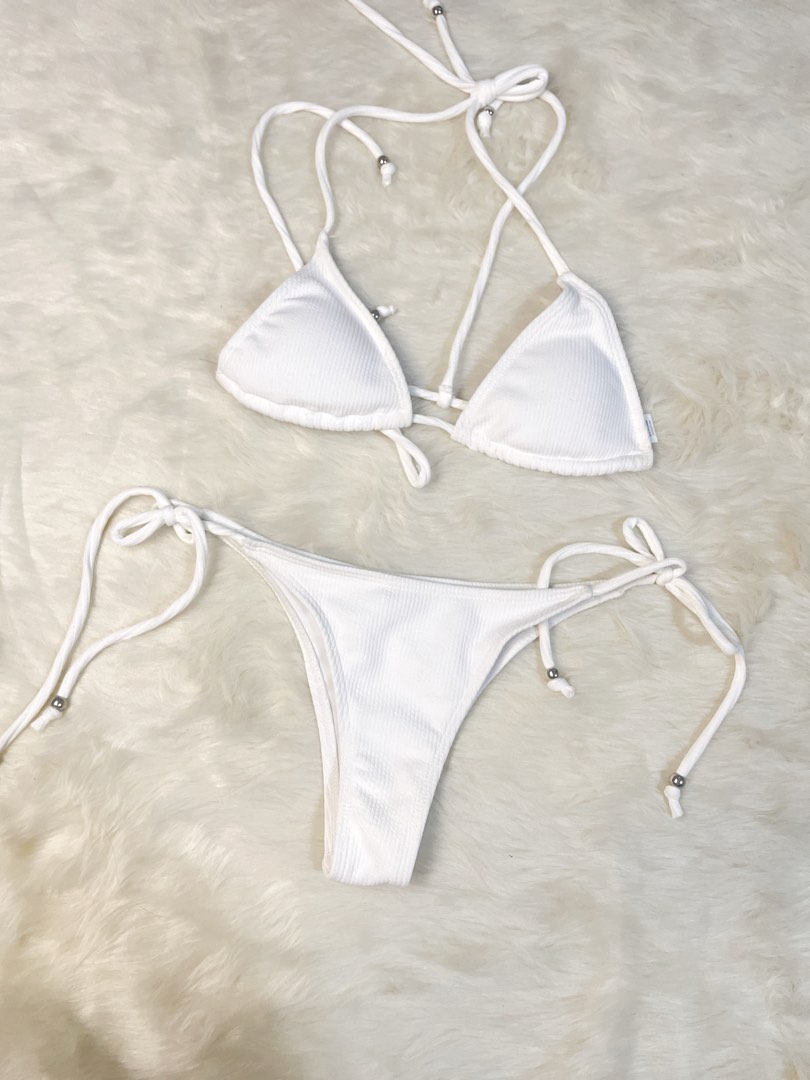 White Two Piece Swimsuit, Women's Fashion, Swimwear, Bikinis ...