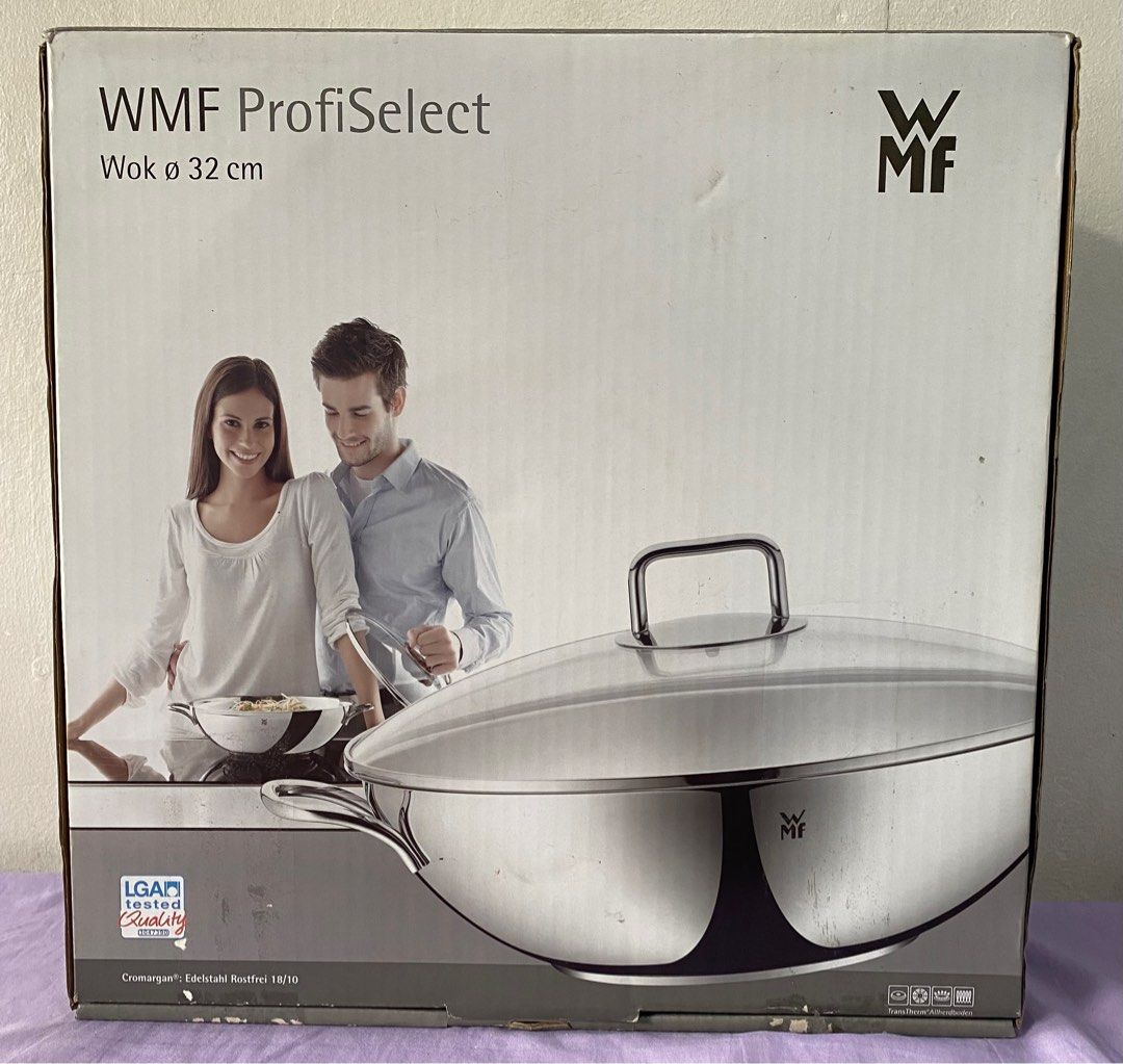 WMF ProfiSelect Wok 32cm with glass lid, Furniture & Home Living ...