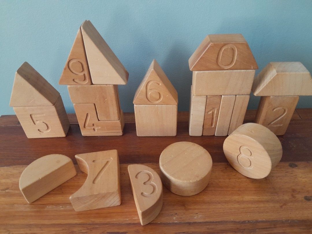 Wooden Number Building Blocks, Hobbies & Toys, Toys & Games on Carousell