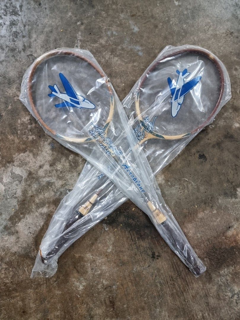 1970s NOS Vintage AEROPLANE Wooden Racquet Raket Kayu Badminton Rare ...