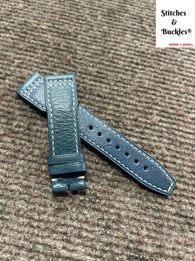 20/18mm Blue Calf Leather Strap for IWC Pilot Mark Series, Luxury ...