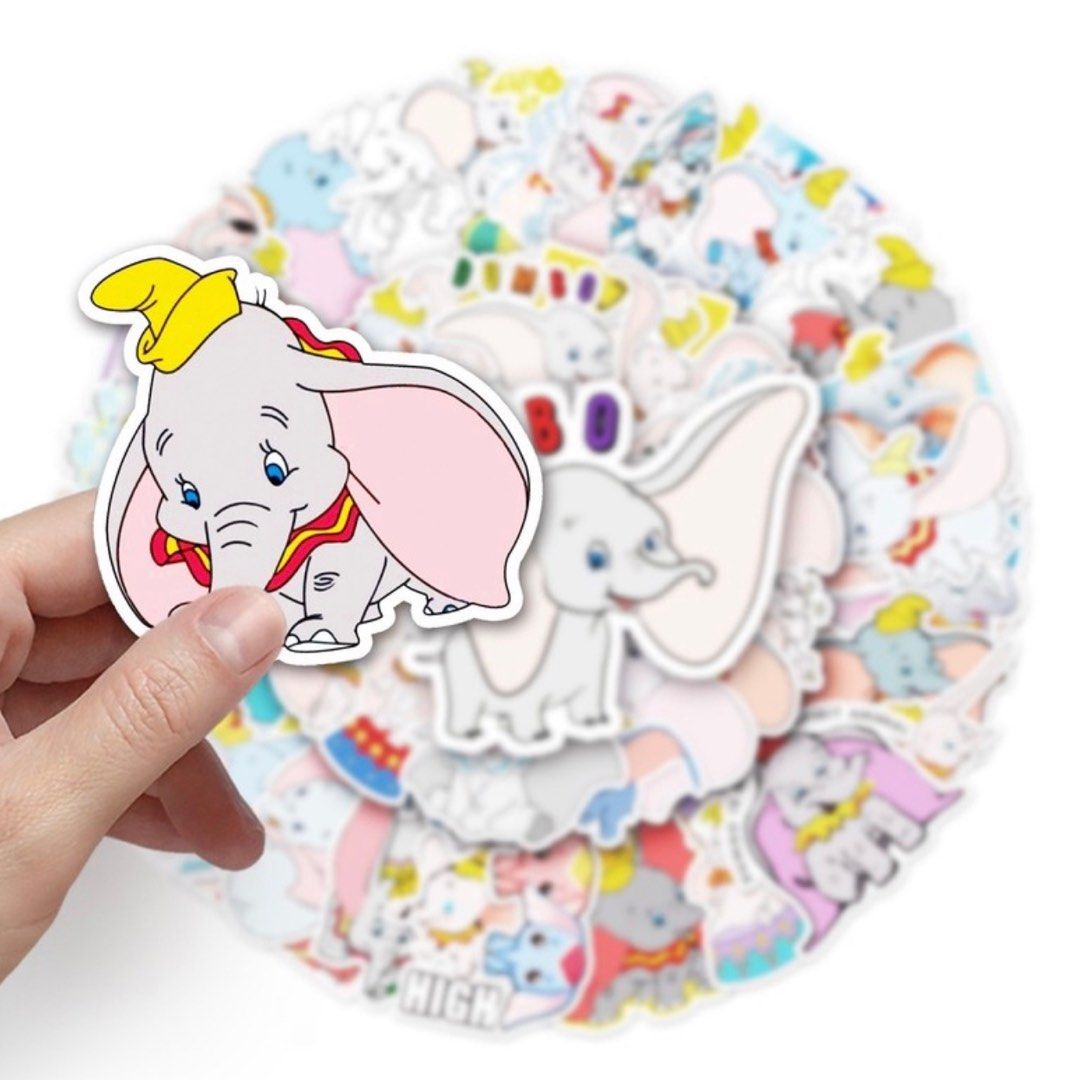 50pcs Cute Dumbo Cartoon Laptop Luggage Stickers, Hobbies & Toys ...
