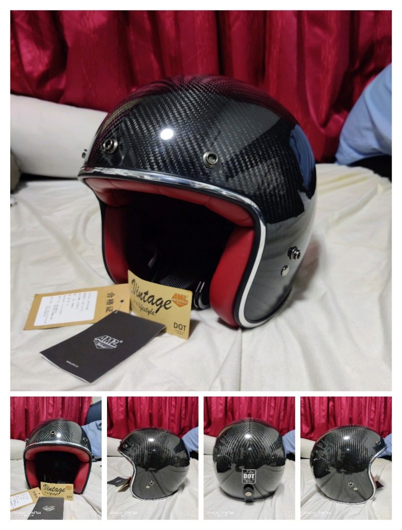 AMZ C719 Carbon Fiber Retro Open Face Motorcycle Helmet *Pre Order ...