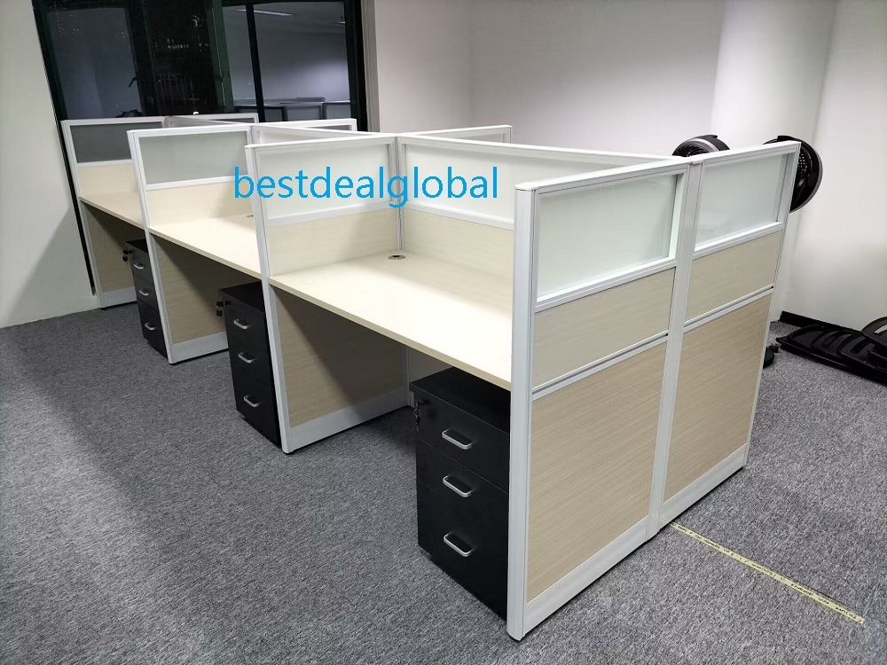 B37-01A Workstation w Three Side Partitions, System Furniture Cubicle ...