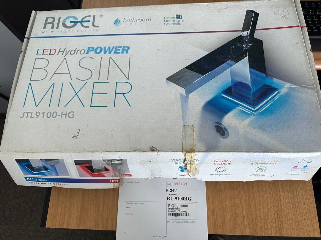 Bathroom Rigel LED HydroPower basin mixer, Furniture & Home Living, Bathroom & Kitchen ...