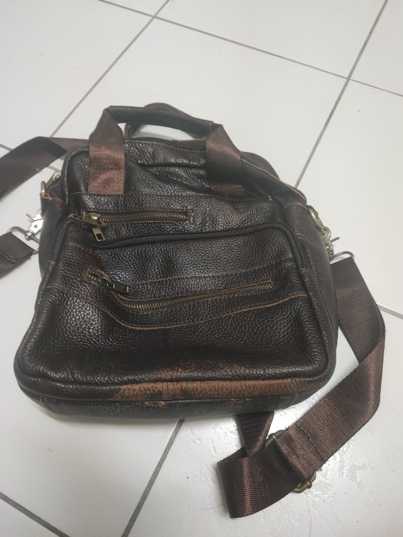 Beg silang pure leather, Men's Fashion, Bags, Sling Bags on Carousell