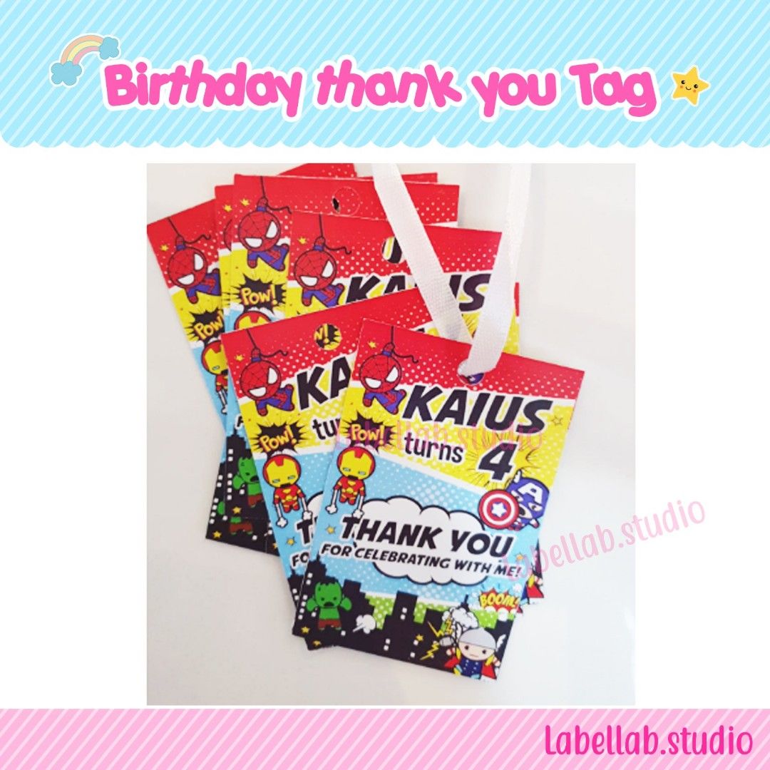 Birthday Tag/ Thank you tag/ Goodies tag, Hobbies & Toys, Stationery ...