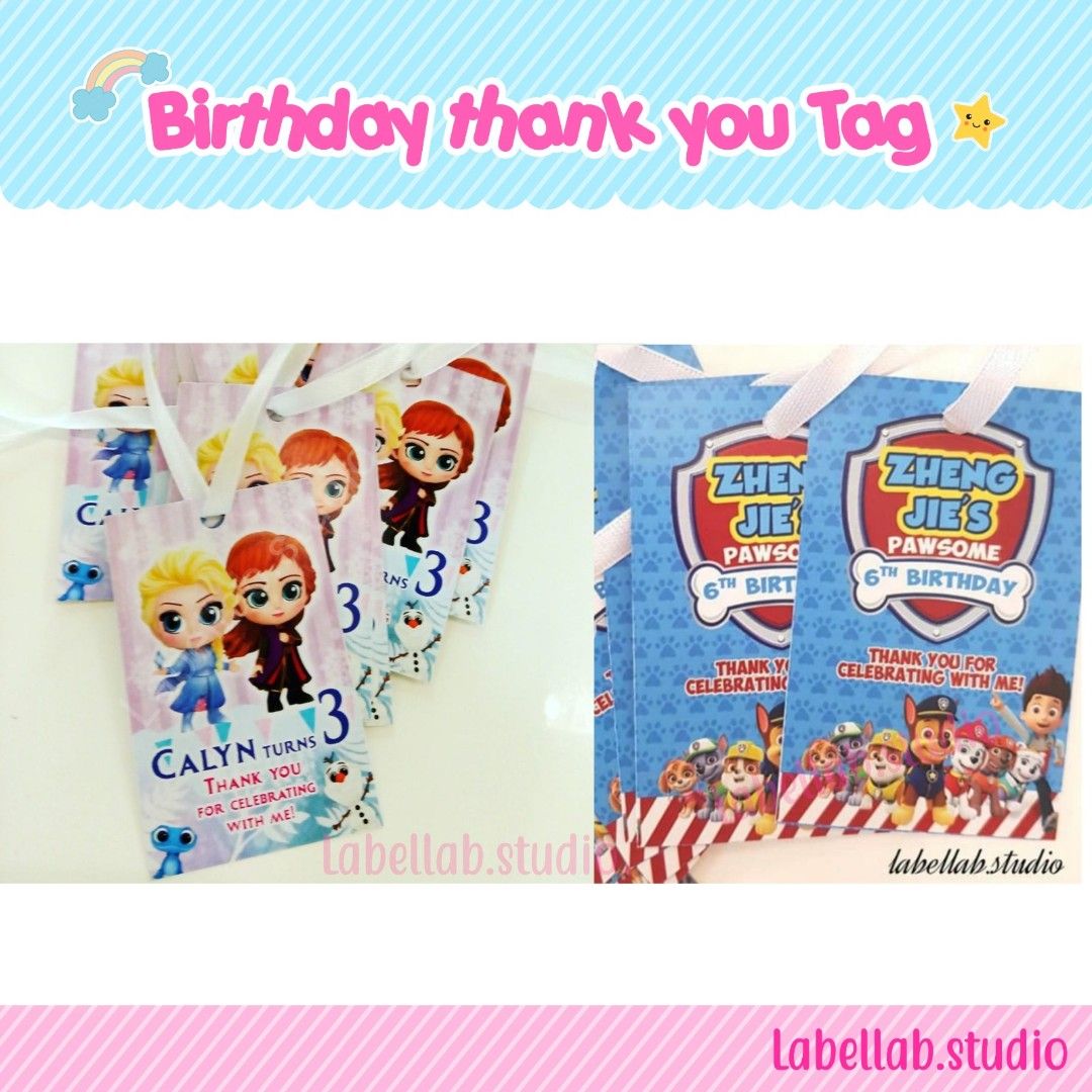 Birthday Tag/ Thank you tag/ Goodies tag, Hobbies & Toys, Stationery ...