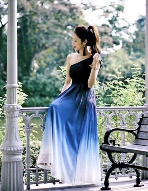 BNWOT Midnight Blue Ombre Toga Dress (Theory of Seven), Women's Fashion ...