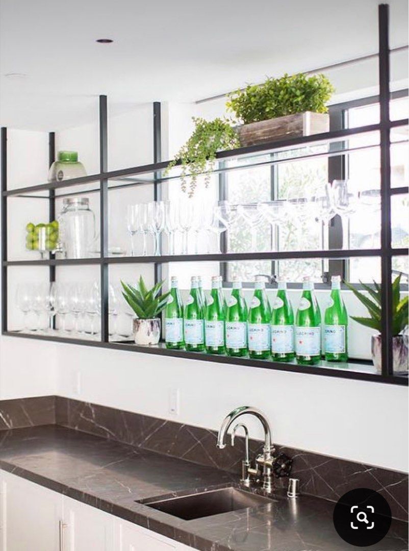 Brand new 2-tier hanging bar shelf in black and walnut brown, Furniture ...