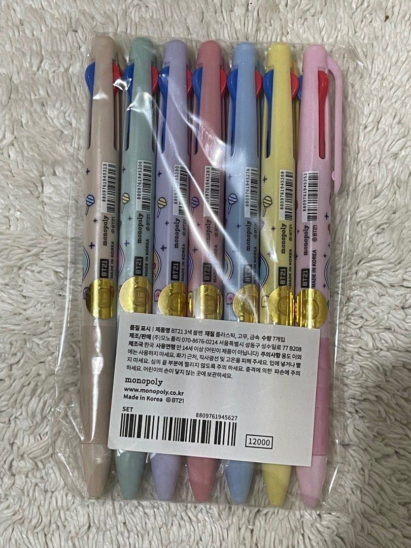 BT21 ballpoint tri color pen SET on Carousell