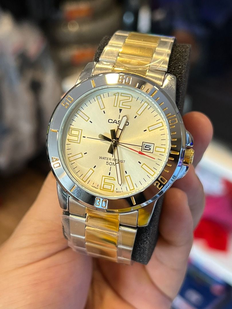 CASIO Analog Two Tone Stainless Steel Men's Watch ( Gold Dial Panerai ...