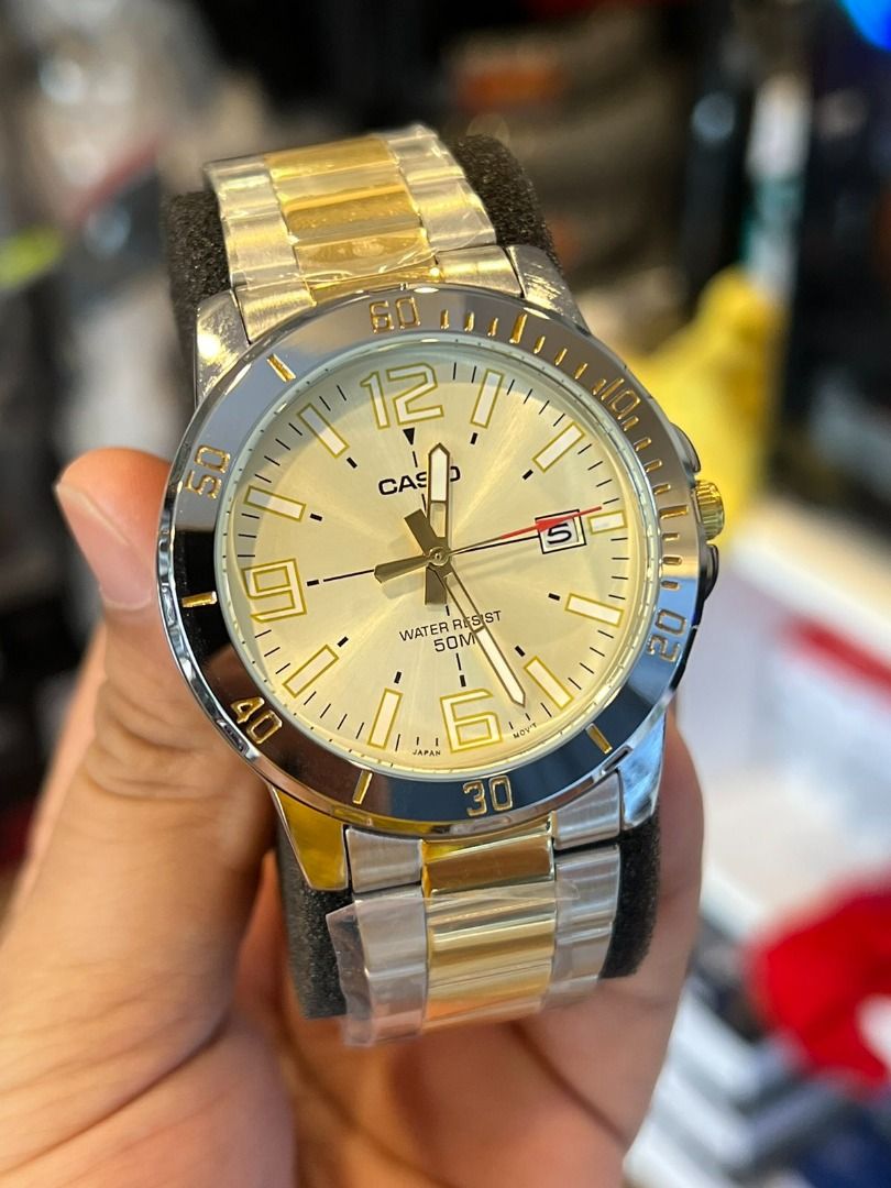 CASIO Analog Two Tone Stainless Steel Men's Watch ( Gold Dial Panerai ...